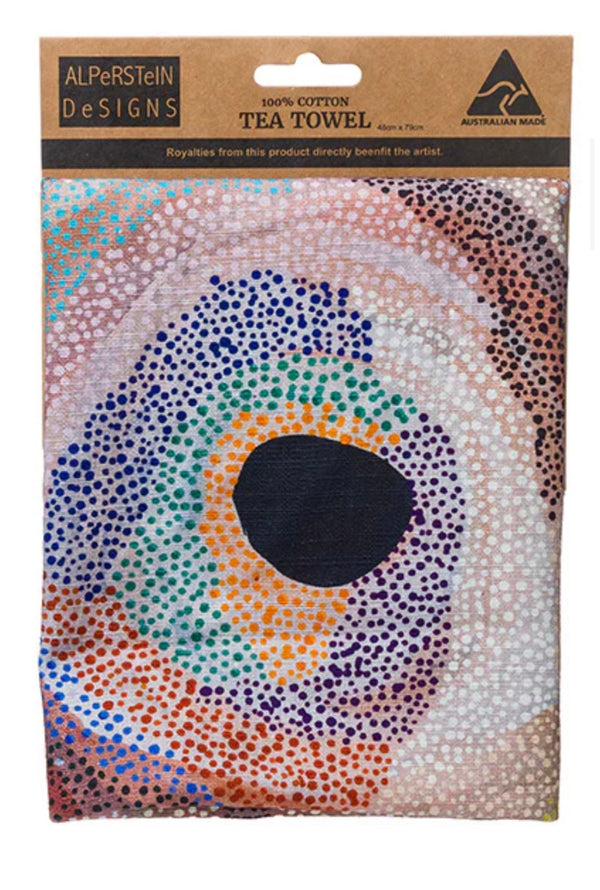 Australian Made Tea Towel by Marianne Burton - Planet Corroboree