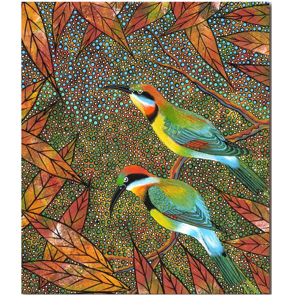 Greeting Card - Rainbow Bee Eaters by Oral Roberts - Planet Corroboree