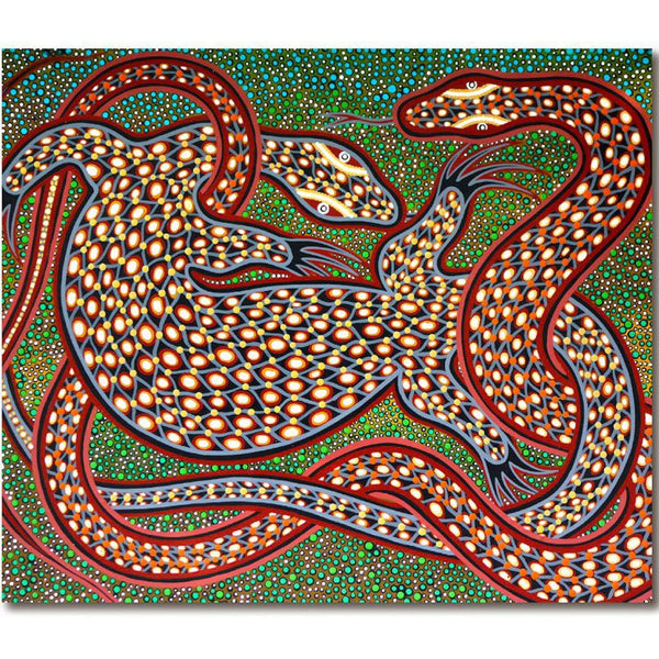 Greeting Card - Snake and Goanna tail by Oral Roberts - Planet Corroboree