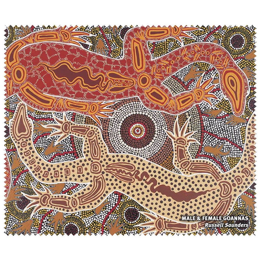 Male and Female Goanna Lens Cloth by Ron Potter - Planet Corroboree