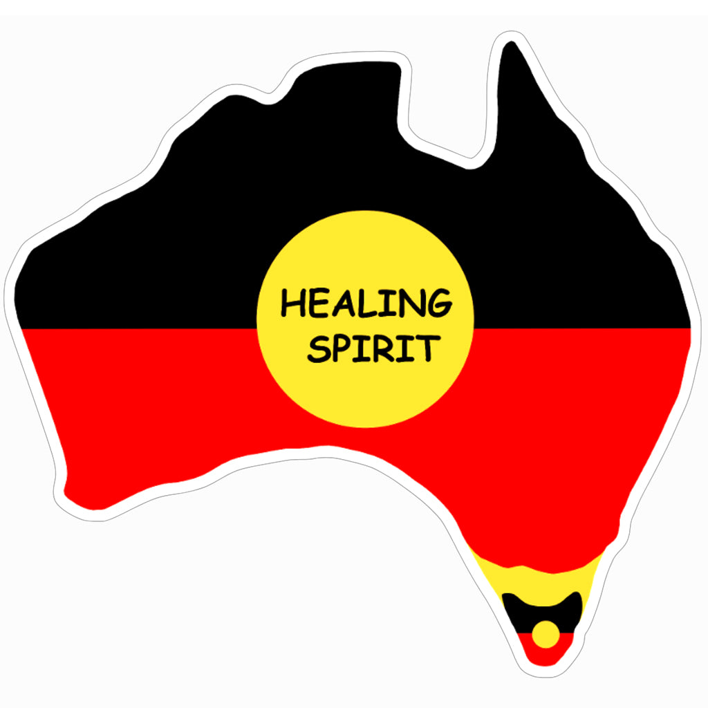Australia Map Aboriginal Flag Healing Spirit Sticker - Planet Corroboree