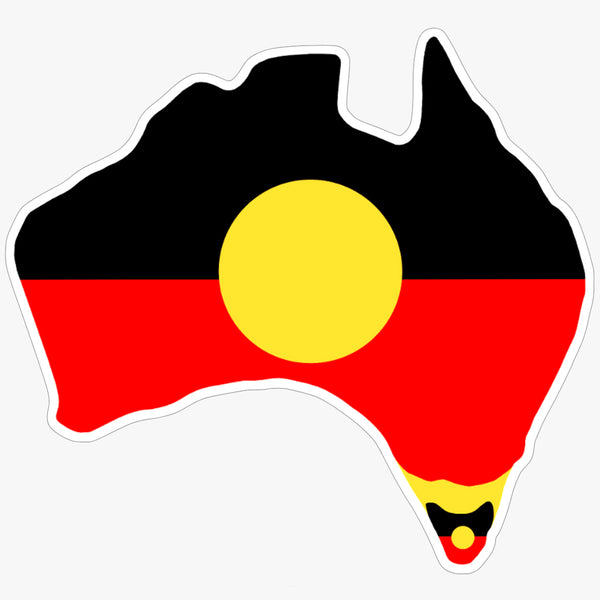 Australia Map Aboriginal Flag Sticker - Planet Corroboree