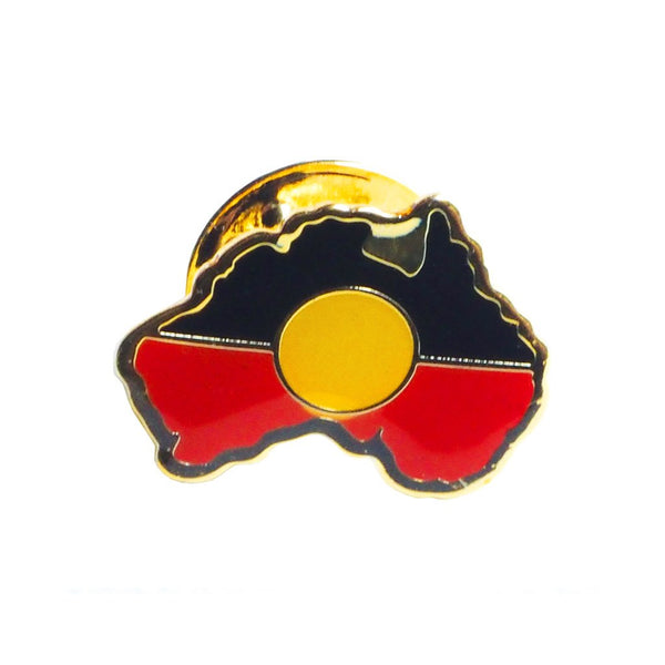 Aboriginal Flag badge map shape - small - Planet Corroboree